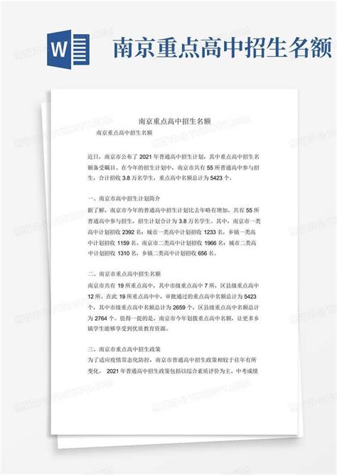 南京重点高中招生名额word模板下载编号qzywxvow熊猫办公
