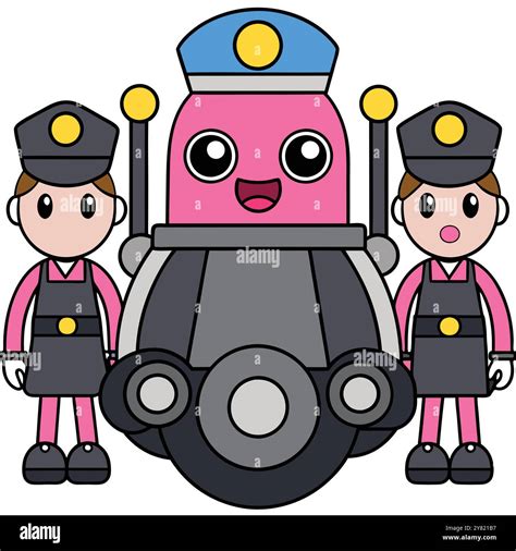 a cheerful pink robot with a friendly face and a blue cap stands