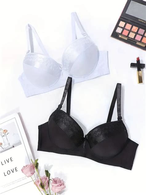 Solid Bow Tie Bra Comfy Push Underwire Bra Womens Lingerie Temu