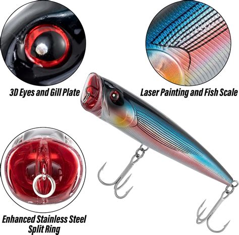 Buy Drfish Topwater Popper Saltwater Fishing Lures 455 Inches Gt