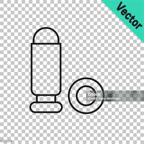 Ikon Bullet Garis Hitam Diisolasi Pada Latar Belakang Transparan Vektor