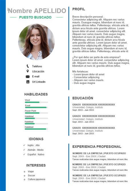 Plantillas De Curriculum Para Rellenar Modelos De Curriculum Vitae My