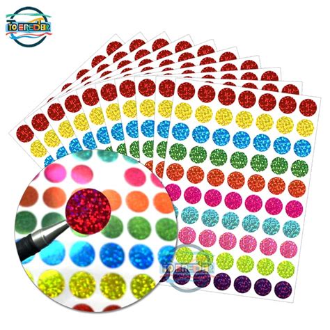 700pcs10sheets Laser Colored Round Dot Stickers Multi Color Circular