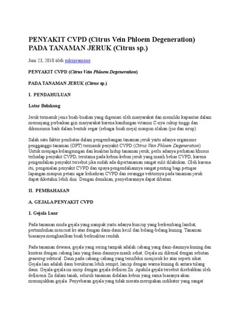 Penyakit Cvpd Pada Tanaman Jeruk Pdf