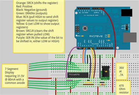tpic6b595 controlled 7 segment