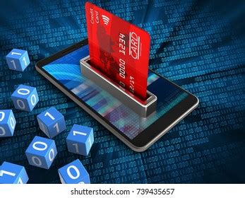 3d Illustration Mobile Phone Over Digital Stock Illustration 739435657