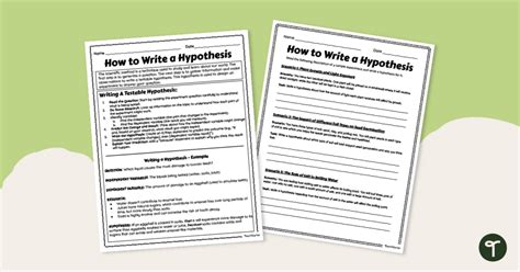 How To Write A Hypothesis Worksheet Teach Starter