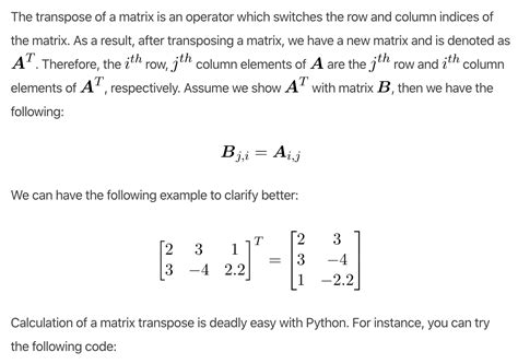 Matrix Operations In Practice Using Python By Amirsina Torfi Machine Learning Mindset Medium