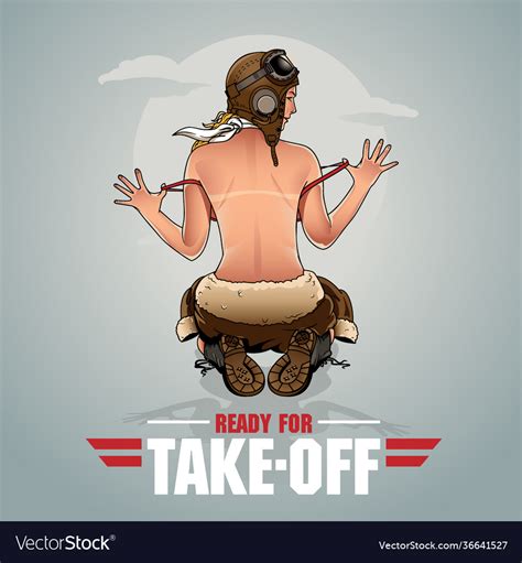 Ready For Takeoff Wwii Pin Up Pilot Girl Vector Image
