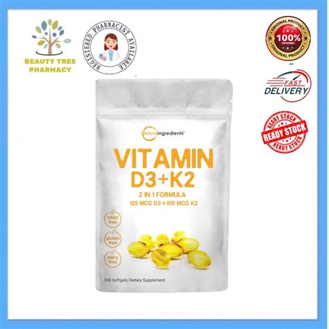 Micro Ingredients Vitamin D3 5000iu Plus K2 Immune Vitamin Complex With
