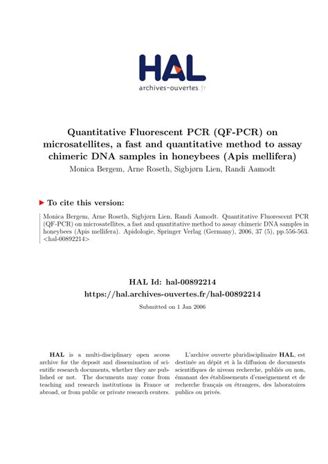 Pdf Quantitative Fluorescent Pcr Qf Pcr On Microsatellites A Fast