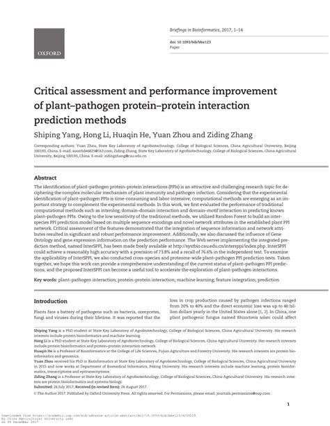 Pdf Critical Assessment And Performance Improvement Of Plant Pathogen Protein Protein