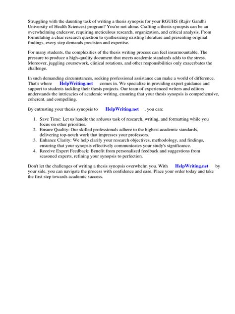 Rguhs Thesis Synopsis Pdf Thesis Medicine