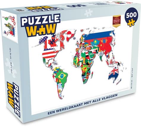 Puzzel Wereldkaart Vlaggen Trendy Legpuzzel Puzzel 500 Stukjes