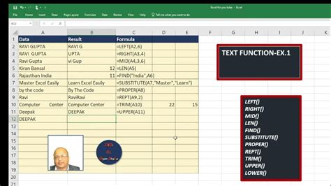 Excel Vi53 Ex01 Textfunction Youtube