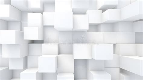 Random Shifted White Cube Boxes Block Background Wall By Generative Ai Stock Illustration