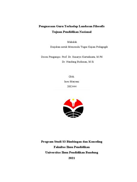 Makalah Landasan Filosofis Tujuan Pendidikan Ineu 2002444 Pdf