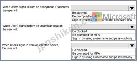 Az 500j資格練習質問113：次の表に示すユーザーを含むazure Active Directory（azure Ad）テナントがあります