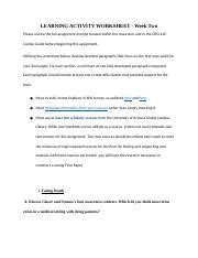 Redo Assignment Docx Learning Activity Worksheet Week Two Please