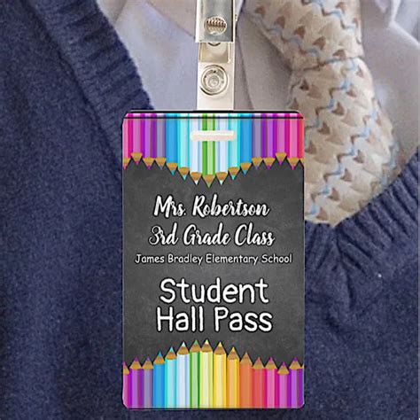 Colored Pencils Bathroom Hall Pass Badge Zazzle
