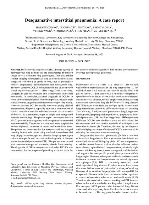Pdf Desquamative Interstitial Pneumonia A Case Report
