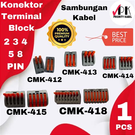 Jual Konektor Sambungan Terminal Block Penyambung Kabel 2 3 4 5 8 Pin