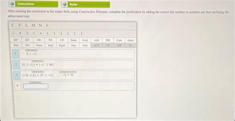 solved instructions rules after entering the conclusion in