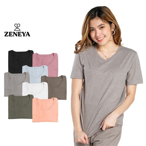 Zeneya Plain V Neck Vneck Shirt Tshirt Collection For Women Basic