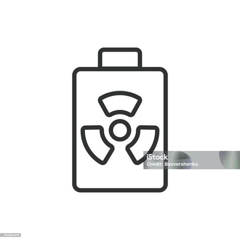 원자 배터리 라인 디자인 원자 배터리 원자력 에너지 전력 방사성 백색 배경 벡터에 전기 원자 배터리 편집 가능한 스트로크 아이콘입니다 0명에 대한 스톡 벡터 아트 및 기타