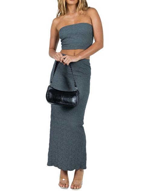 Sunisery Womens Sexy Two Piece Long Skirt Set Sleeveless Off Shoulder
