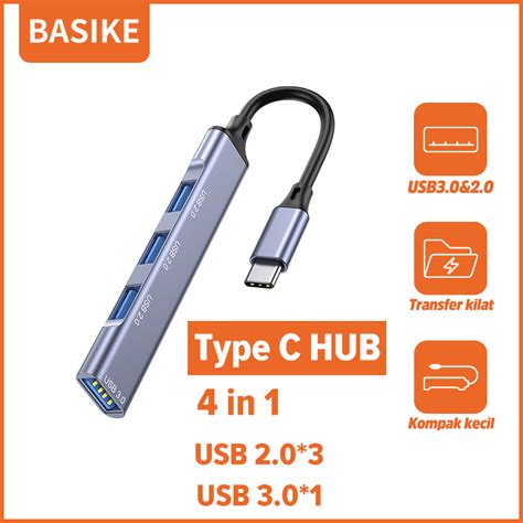 Basike Usb Type C Hub To Usb 4 Port Adapter Splitter Desktop Hub Laptop Pc Lazada Indonesia