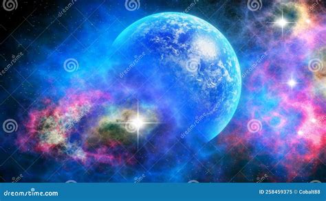 Alien Planet In Space With Nebulas And Stars Beautiful Picture Of The