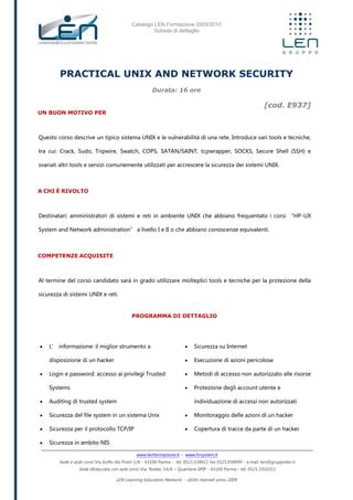 Practical Unix And Network Security Scheda Corso LEN PDF