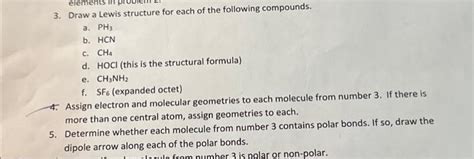 Solved 3 Draw A Lewis Structure For Each Of The Following Chegg