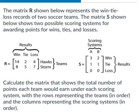 solved the matrix r shown below represents the win tie loss records