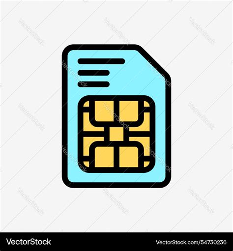 Icon Line Color Simcard Smartphone Technology Vector Image
