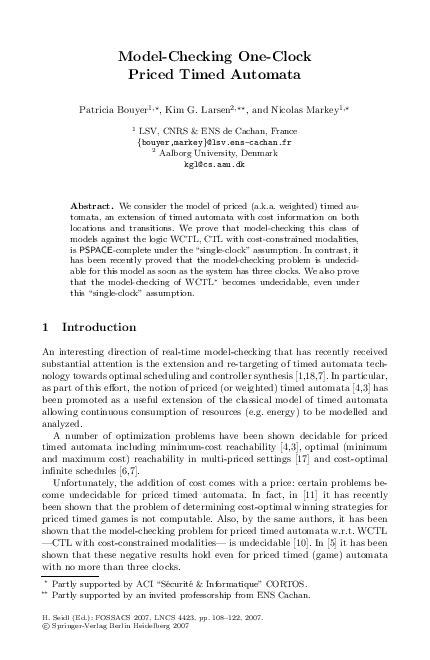Pdf Model Checking One Clock Priced Timed Automata