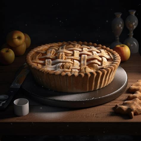 Premium Photo A Apple Pie With A Lattice Pattern On The Top