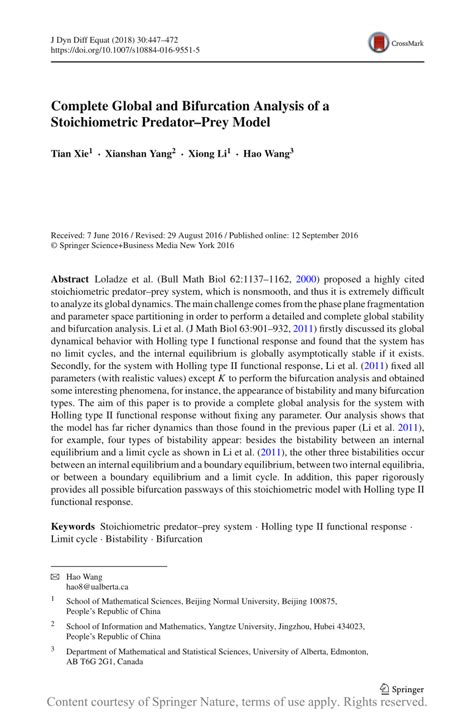 Complete Global And Bifurcation Analysis Of A Stoichiometric Predator