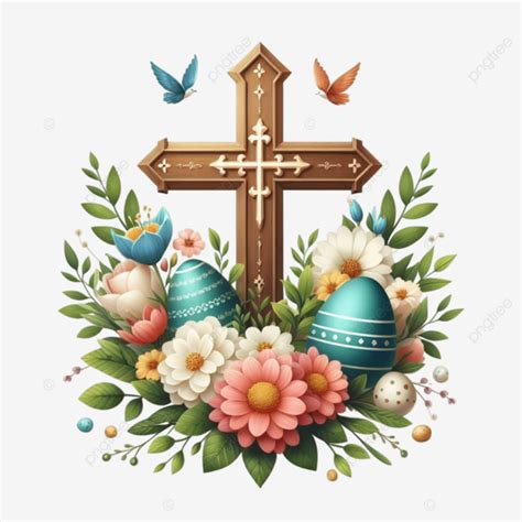 Easter Cross With Spring Flowers Easter Cross Spring Flowers
