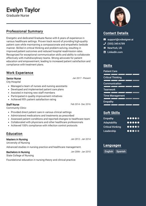 Graduate Nurse Resume Example For Top Cv Skills Cvdesigner Ai