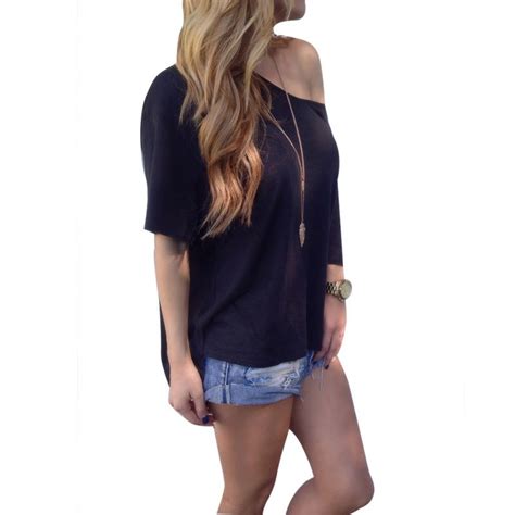 Wholesale Women Ladies One Shoulder Casual Bloues Short Sleeve Soft Cotton Loose T Shirts Crazy