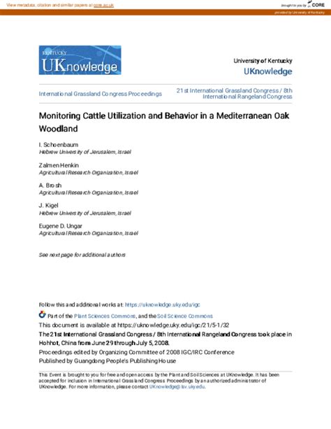 Pdf Monitoring Cattle Utilization And Behavior In A Mediterranean Oak Woodland
