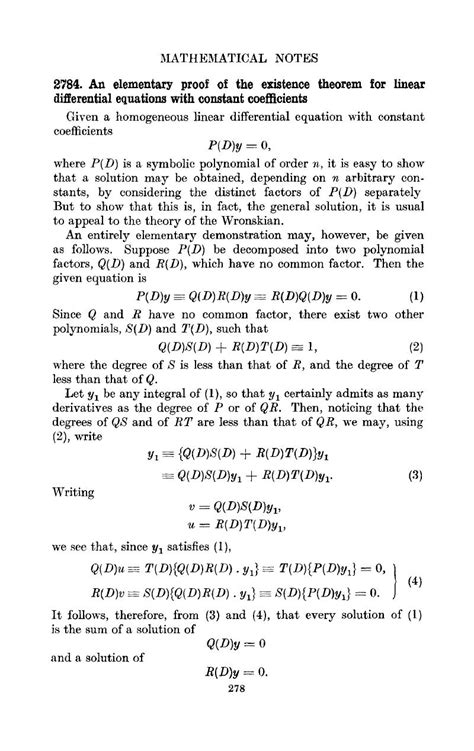 2784 An Elementary Proof Of The Existence Theorem For Linear Different Equation With Constant