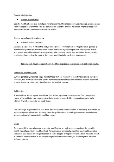 Genetic Modification Lecture Notes Genetic Modification Genetic Modification Genetic