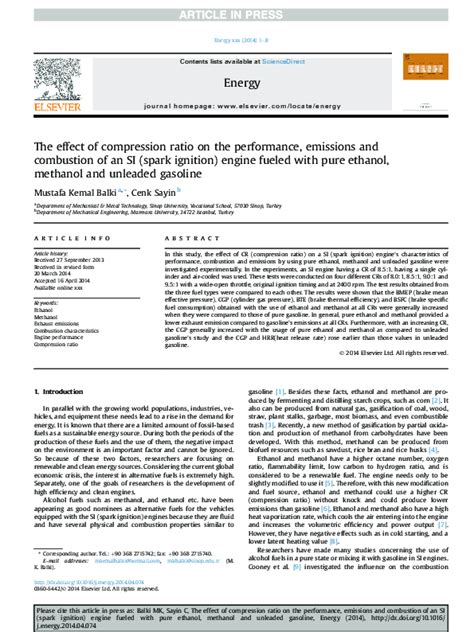 Pdf The Effect Of Compression Ratio On The Performance Emissions And Combustion Of An Si
