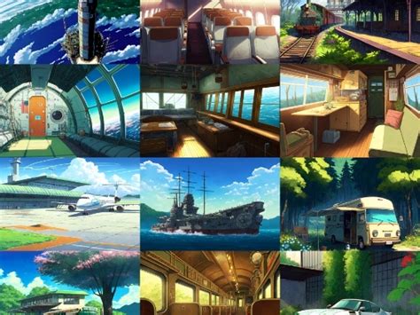同人の予定 RJ01014949 Game Material Store アニメ映画風の乗り物系の背景著作権フリーの高解像度画像 100枚