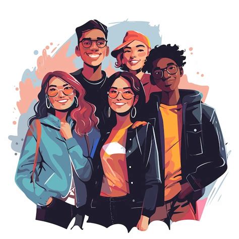 Premium Vector Group Of Happy Smiling Young People In Casual Clothes