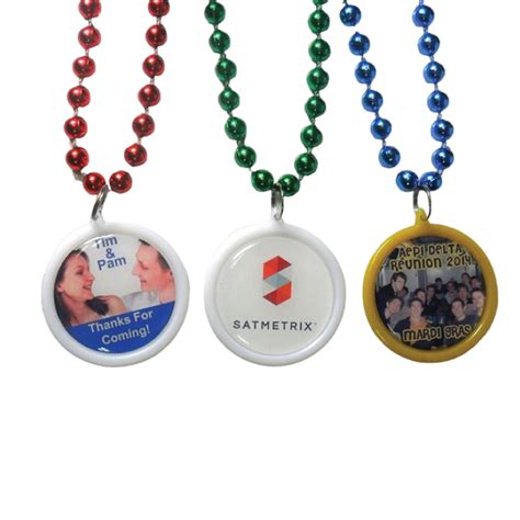 Mardi Gras Beads W Full Color Custom Dome Pendant