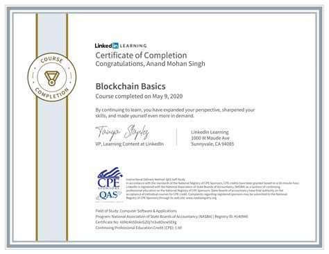 Certificate Of Completion Blockchain Basics Ppt